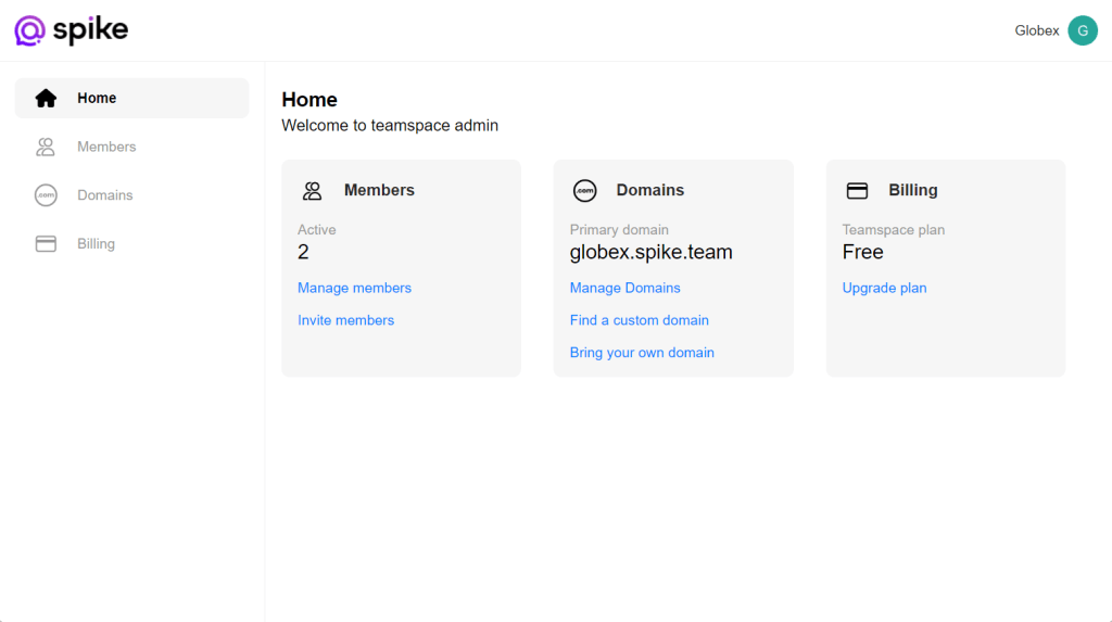 teamspace Admin Panel - Spike Help Center