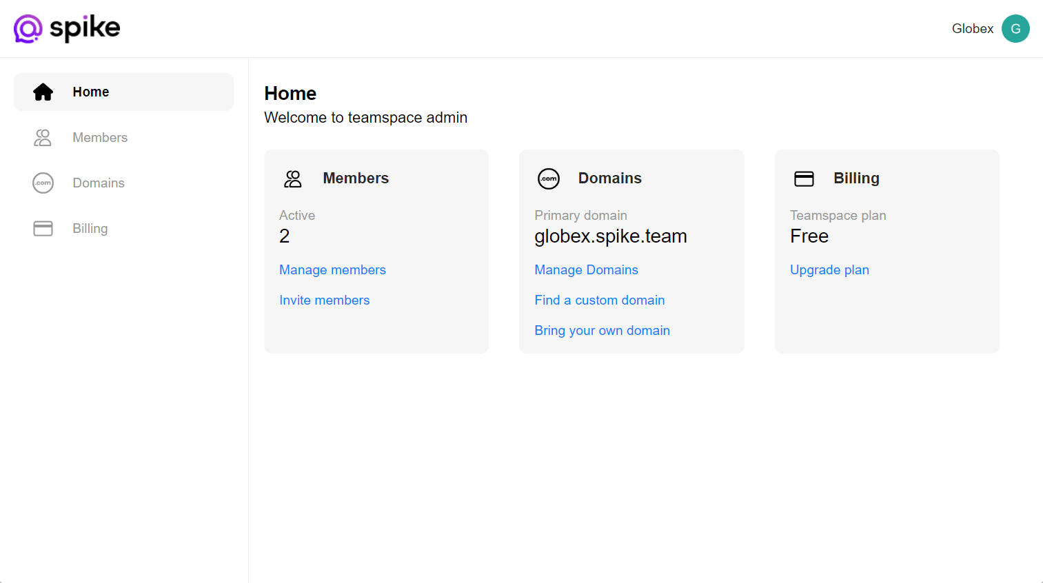 teamspace Admin Panel - Spike Help Center